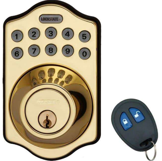 LockState LS-DB500R-PB Electronic Deadbolt Lock with Remote Polished ...