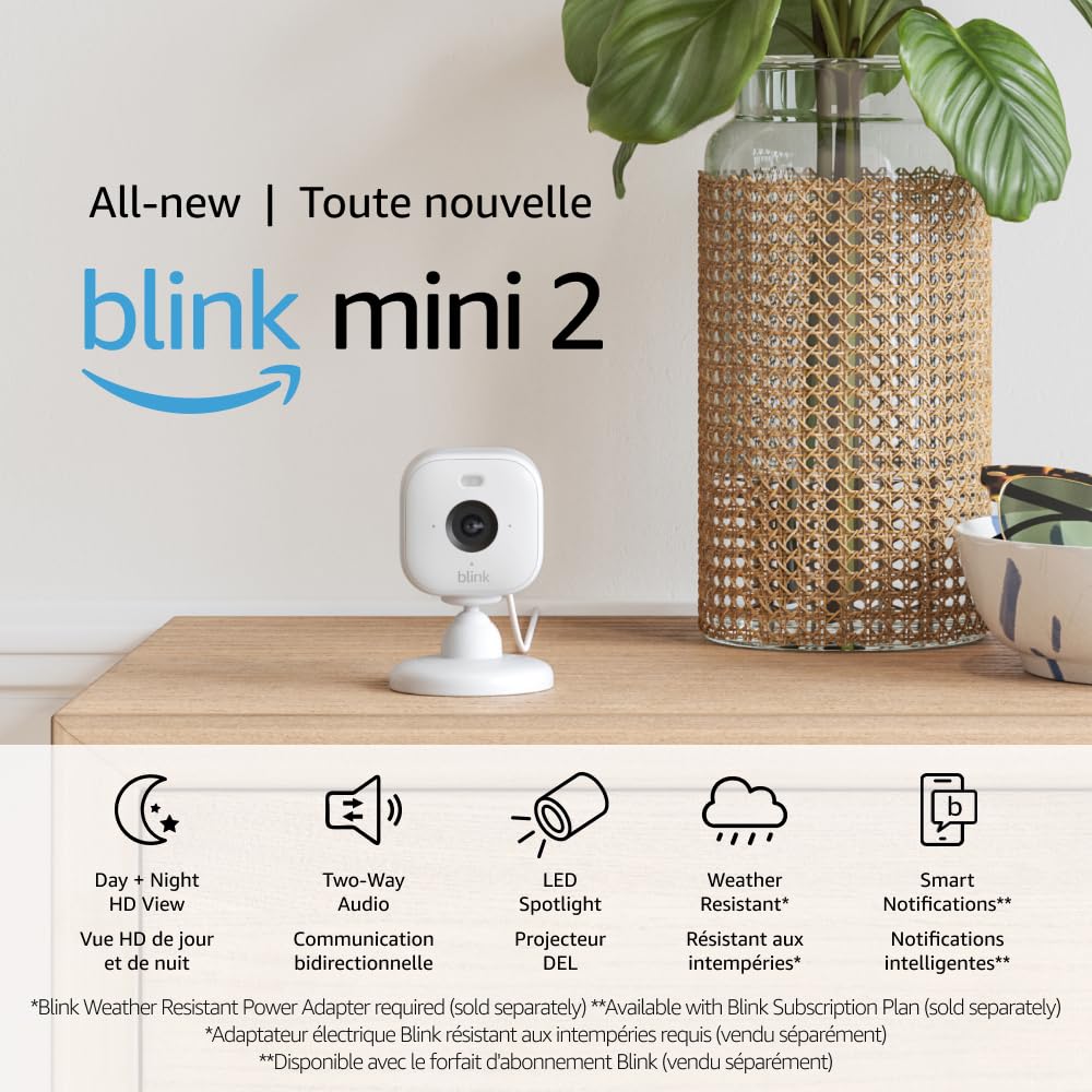 Blink Mini - Compact indoor plug-in smart security camera 2 Camera ...